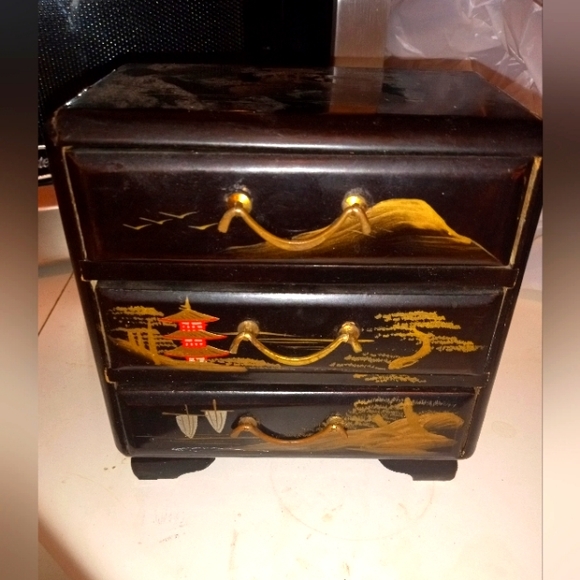 Source Unknown | Jewelry | Vintage Black Lacquer Chest Of Drawers ...